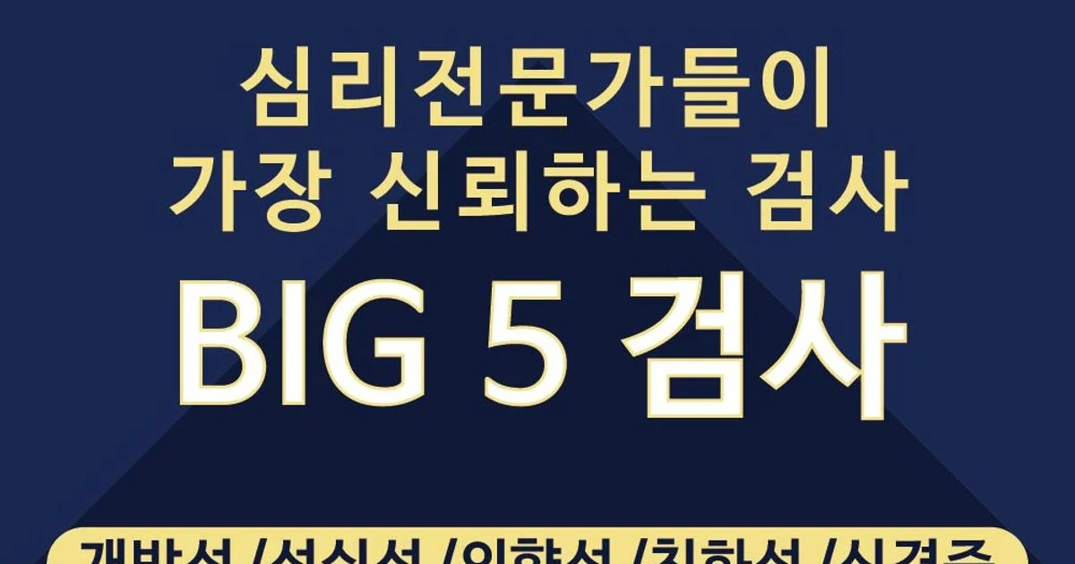 심리전문가들이 가장 신뢰하는 BIG 5 NEO 성격 유형 검사 - 마켓 서비스 커머스 - 숨고, 숨은고수