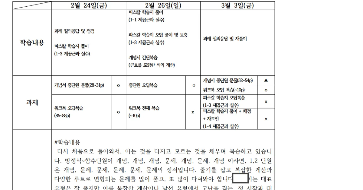 학생 맞춤 오답노트 학부모 학습일지 제공 장광래 숨고 숨은고수