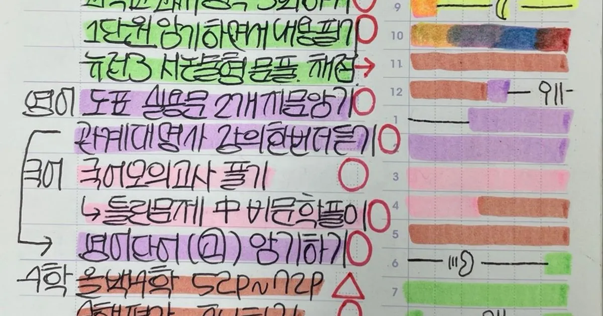 학생들 자기주도학습 관리플레너 노트 오답 관리 전다은 숨고 숨은고수