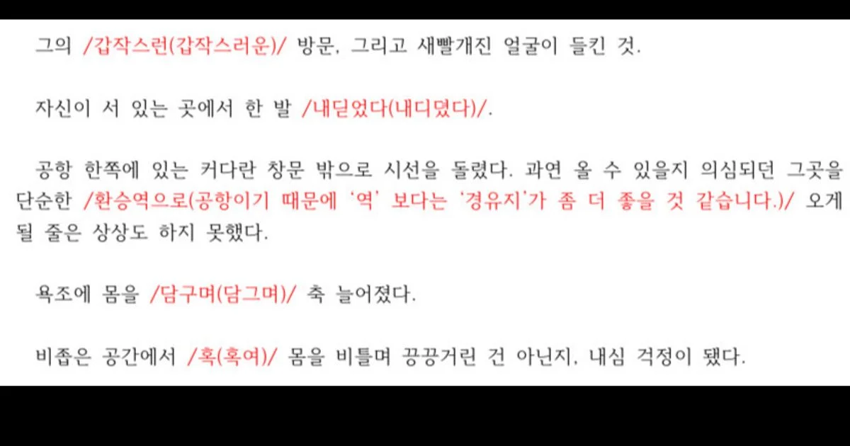 교정 작업 예시 육선영 숨고 숨은고수