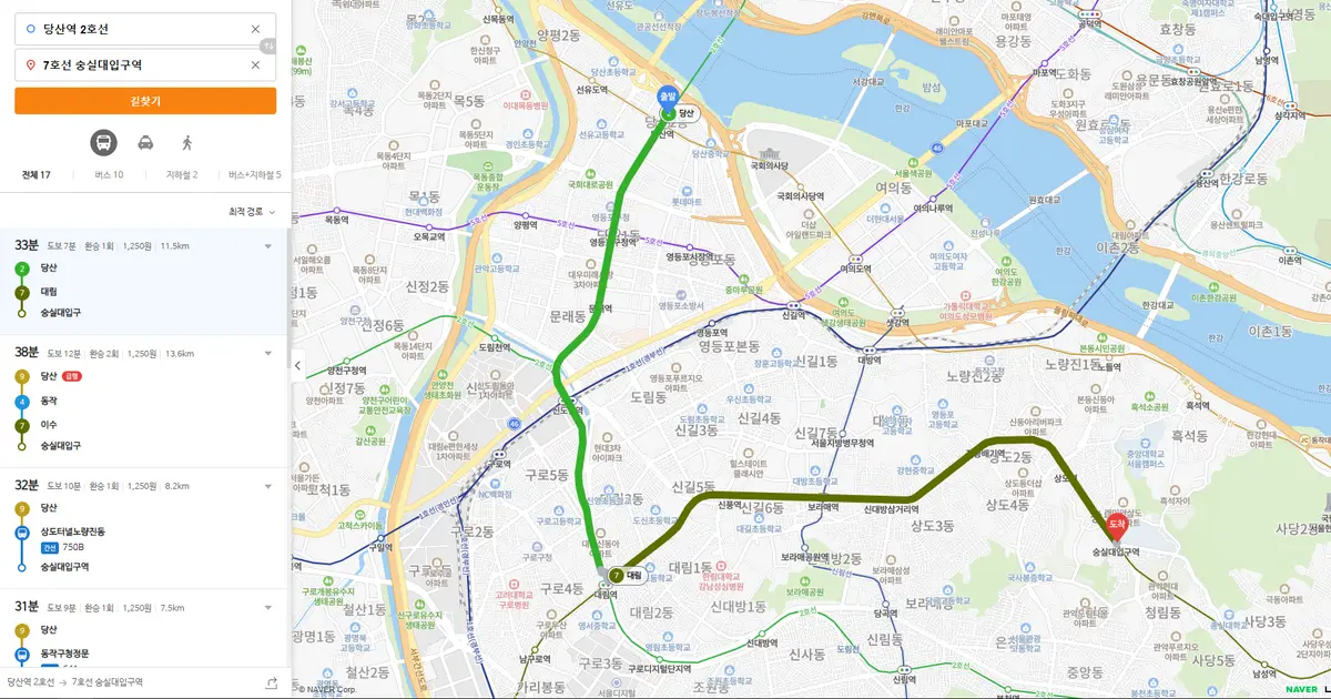 ODsay MapBrowser / 이동경 - 숨고, 숨은고수