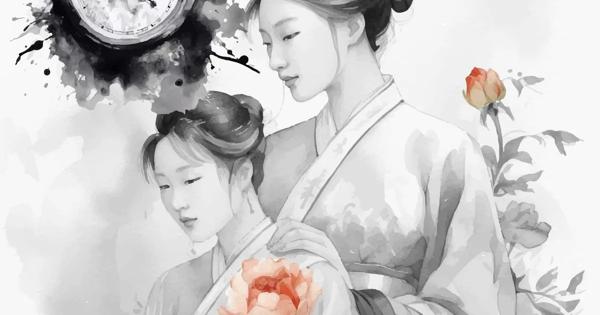 시간이 멈춘 한복입은 여성과 시간이 흐르는 장미 손현 숨고 숨은고수