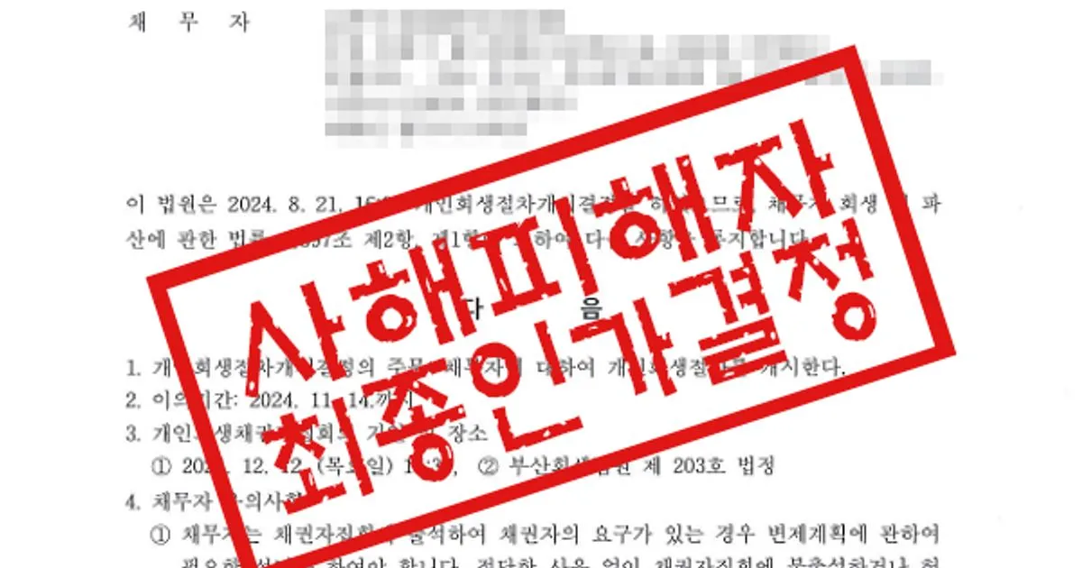 사기피해자 개인회생 신청 최종 인가결정 법무사 이광현 사무소 숨고 숨은고수
