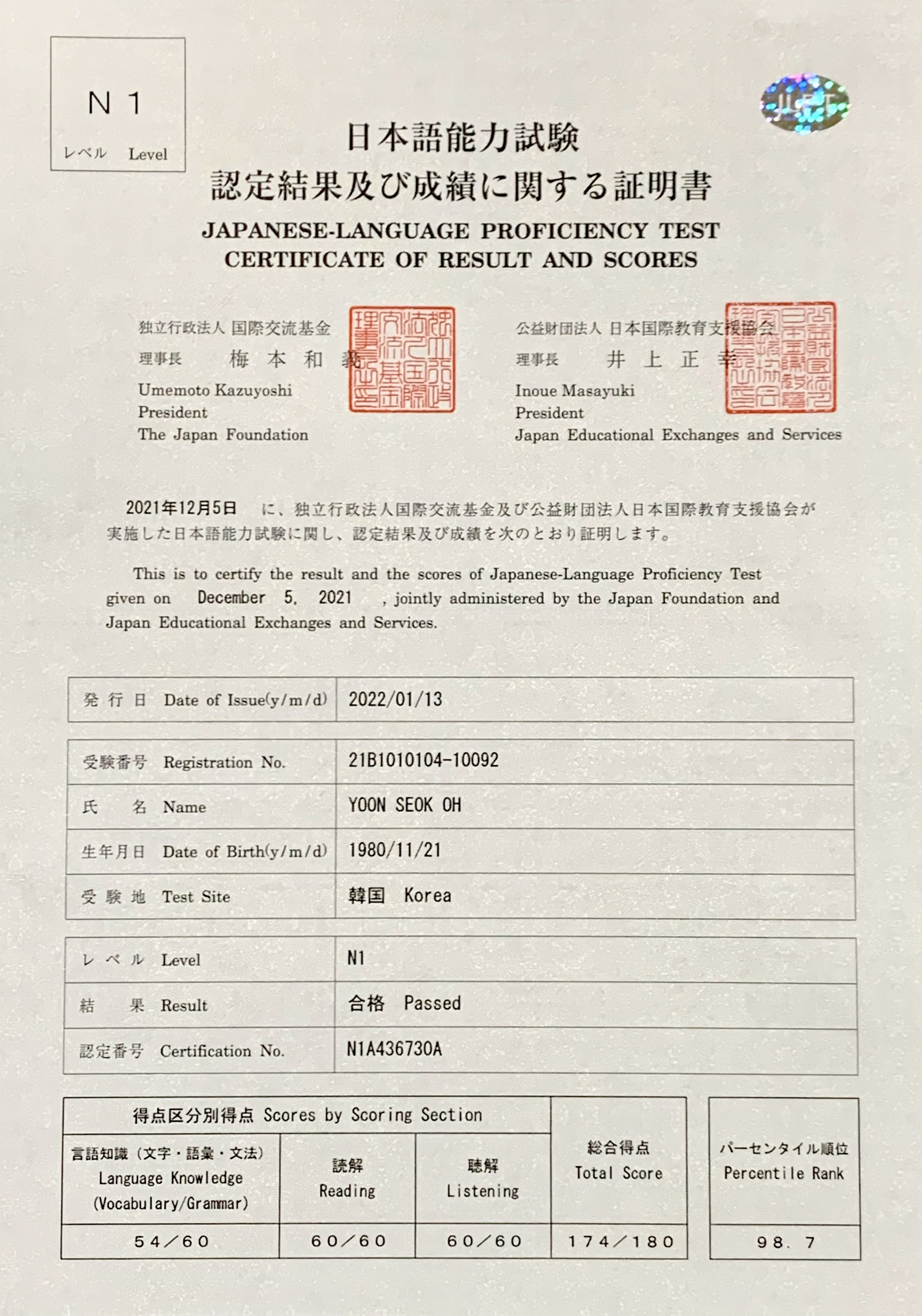 JLPT N1 / 윤석오 - 숨고, 숨은고수