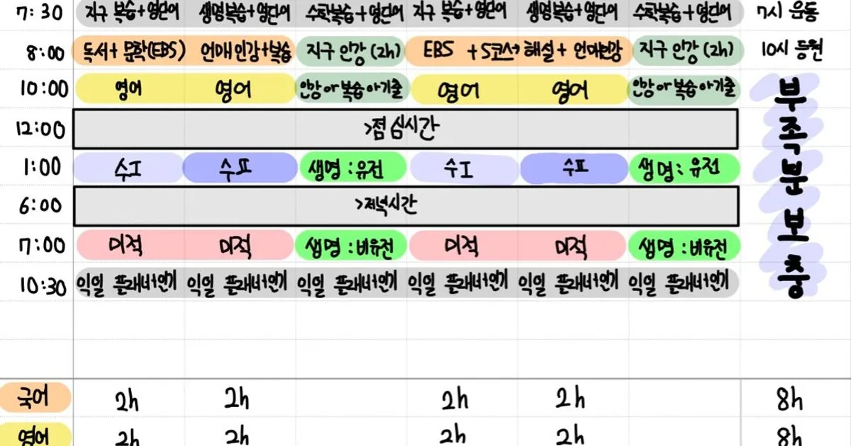 진도체크 및 자기주도 학습공부계획짜기 정은 숨고 숨은고수