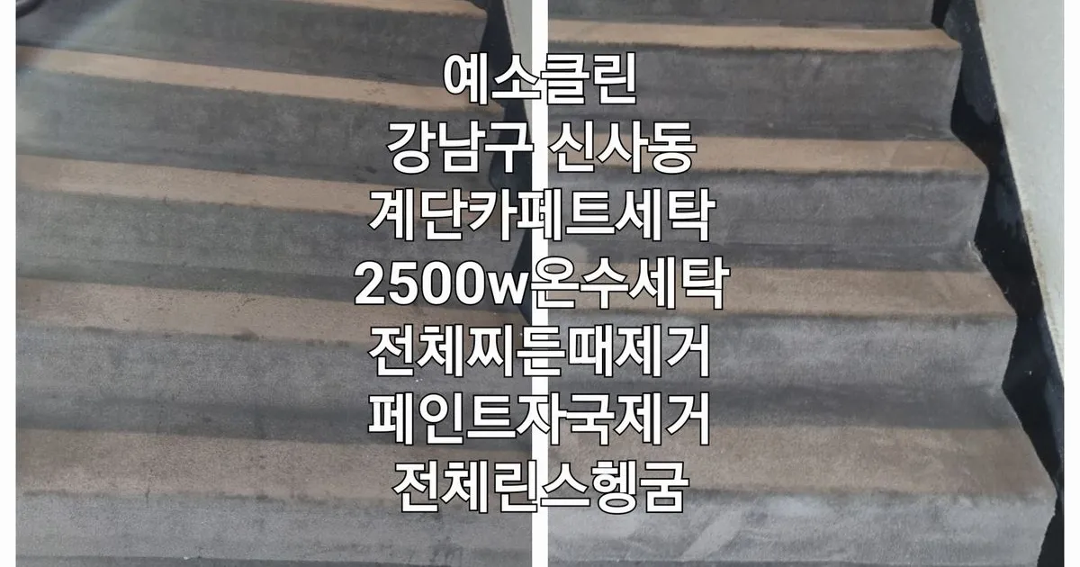계단카페트세탁 이염 찌든때제거 세제세탁 예소클린 생생정보출연업체 숨고 숨은고수