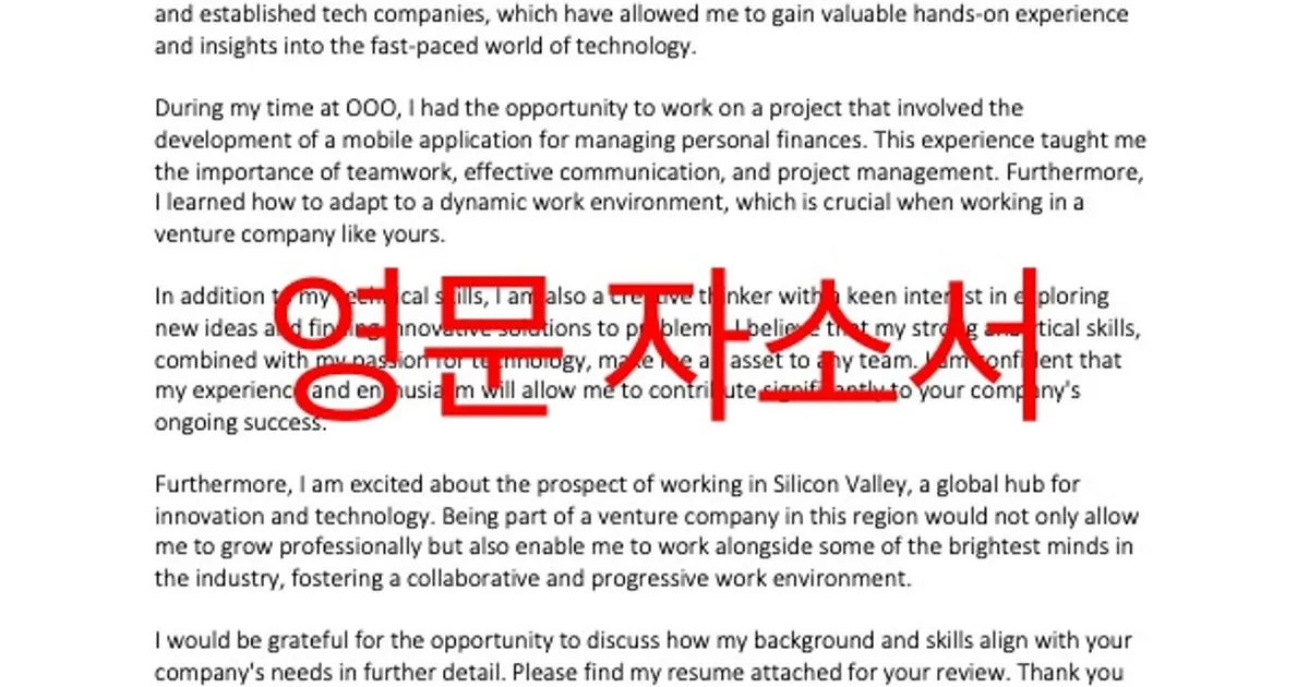 영문 자기소개서 Wordbridge 숨고 숨은고수