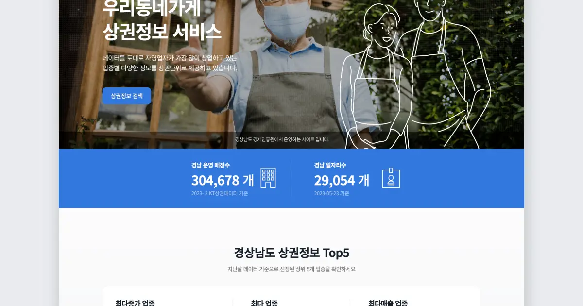 도지자체 상권 홈페이지 고정형 퍼블리싱 제작 문유정 숨고 숨은고수