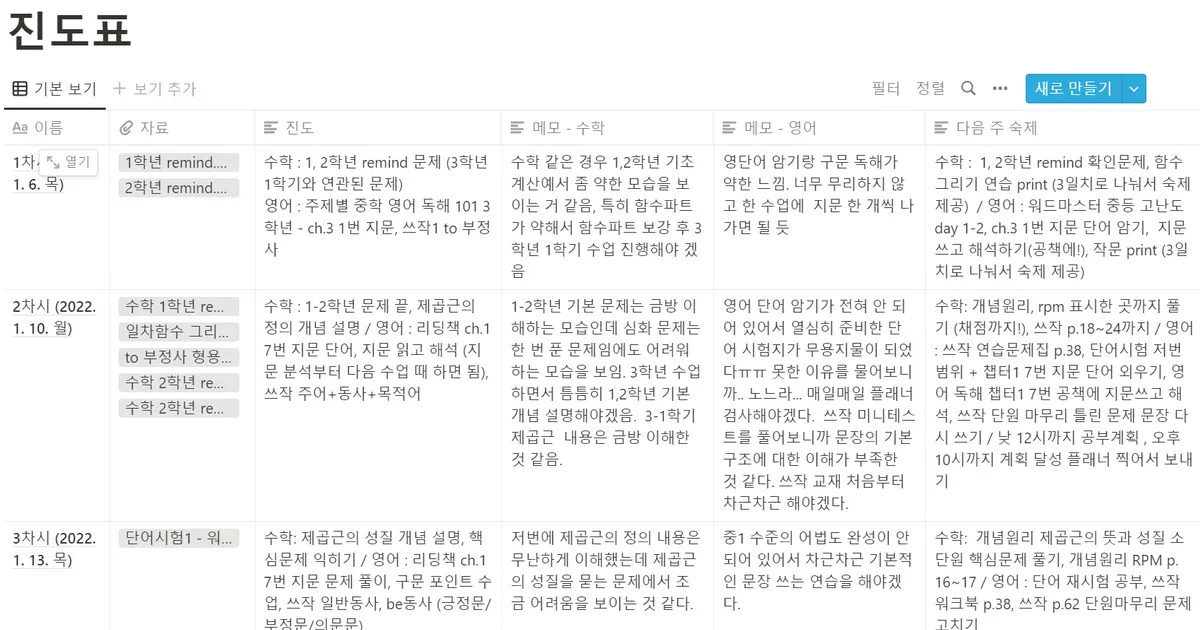 학생 관리 김별 숨고 숨은고수
