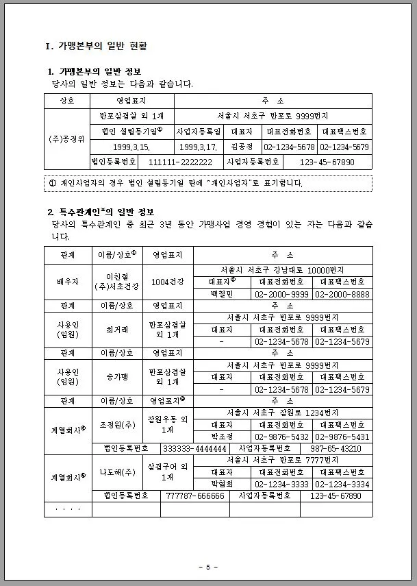 정보공개서가맹계약서 신규 제작 등록 가맹거래사 심상민 숨고 숨은고수