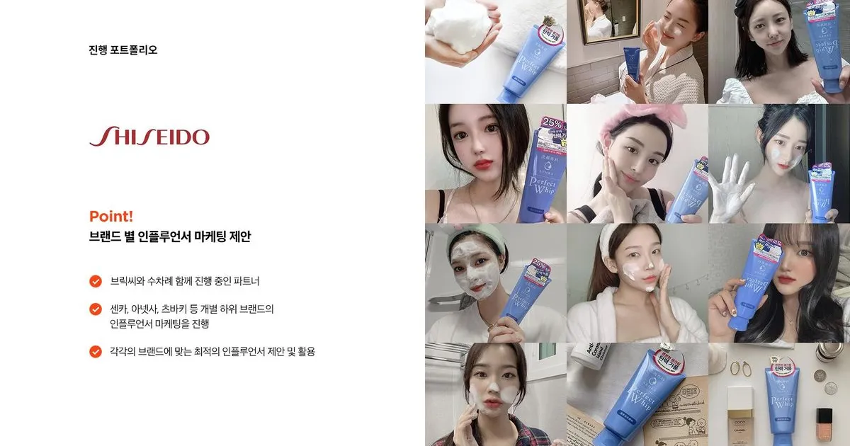시세이도 소셜 미디어 채널 운영 디지털 마케팅 캠페인 주애드히어로 숨고 숨은고수