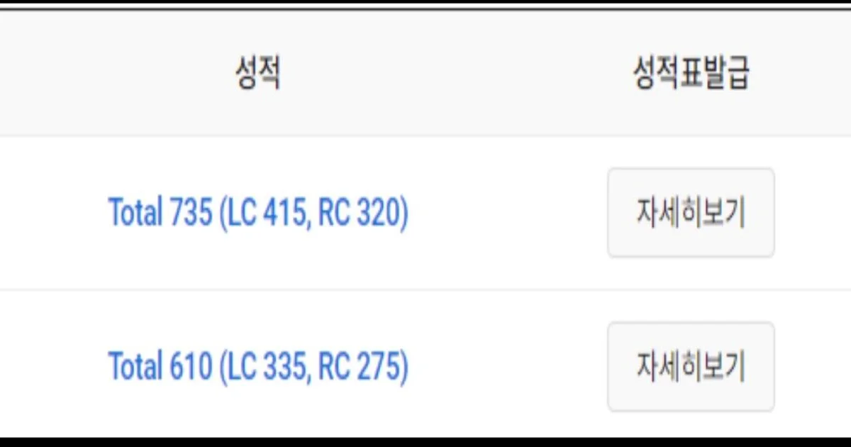 1개월 수강 후 토익 610점 735 김아론 숨고 숨은고수