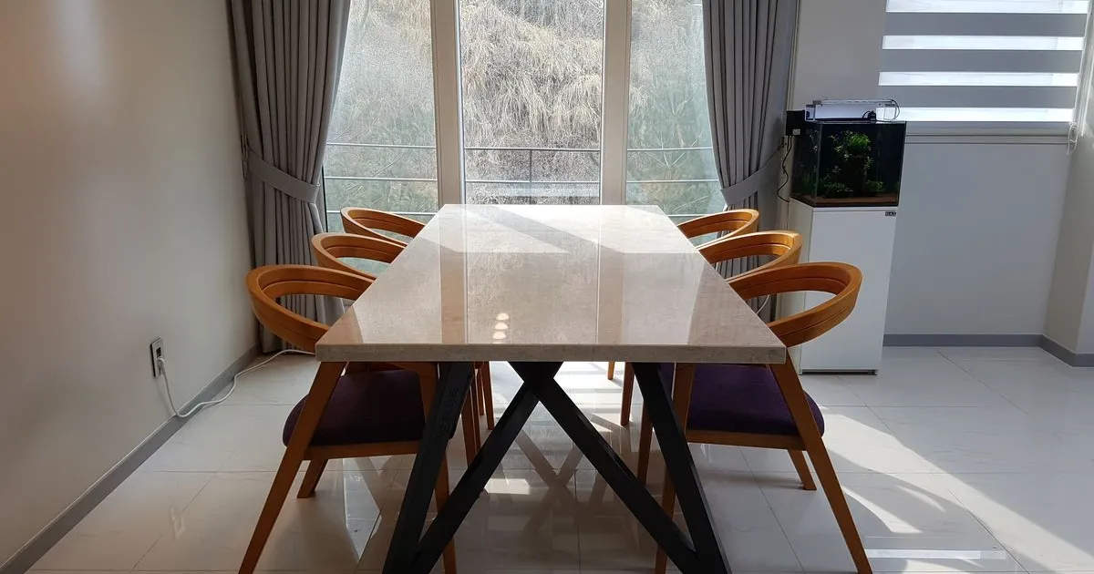 이탈리아 천연대리석 6인용 다이닝식탁 디자인x다리제작 아가마 숨고 숨은고수
