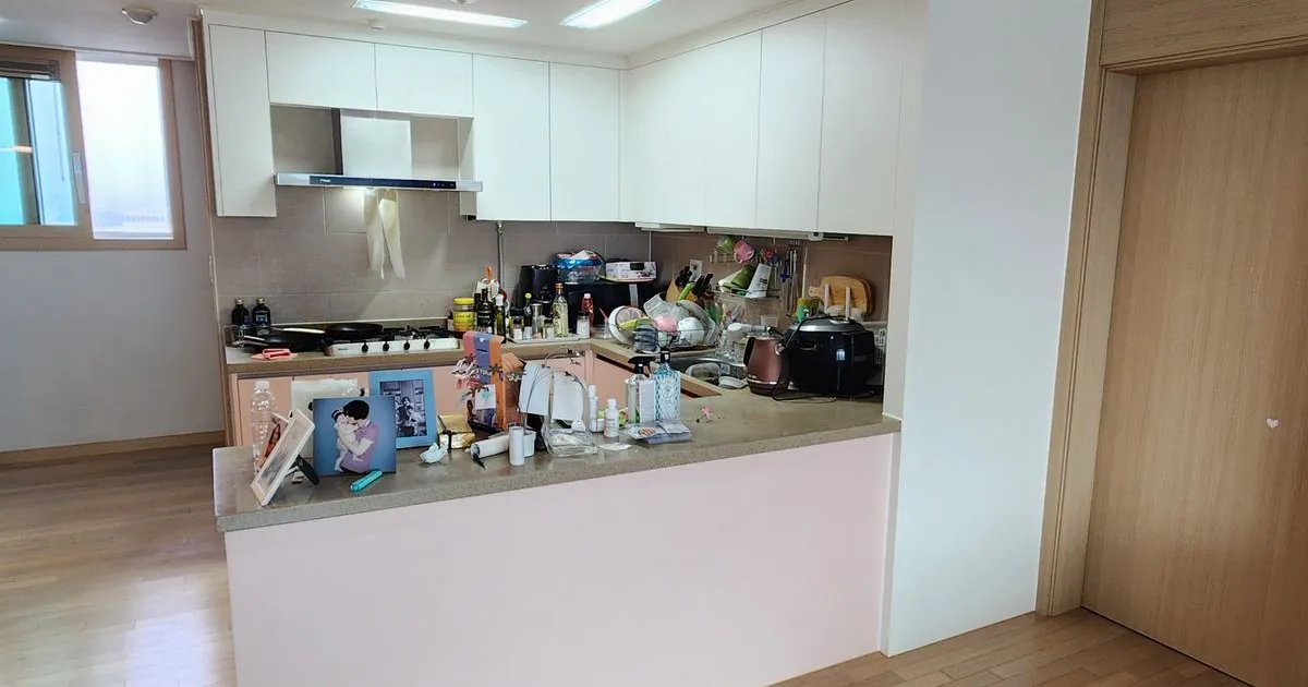 미사 스타힐스 푸르지오 싱크대 작업 오렌지 인테리어필름 숨고 숨은고수