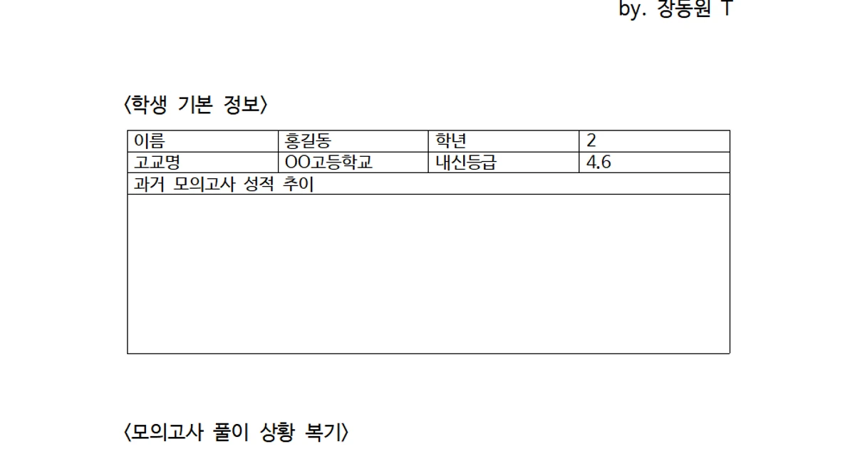 국어 모의고사풀이 분석 보고서 장동원 숨고 숨은고수