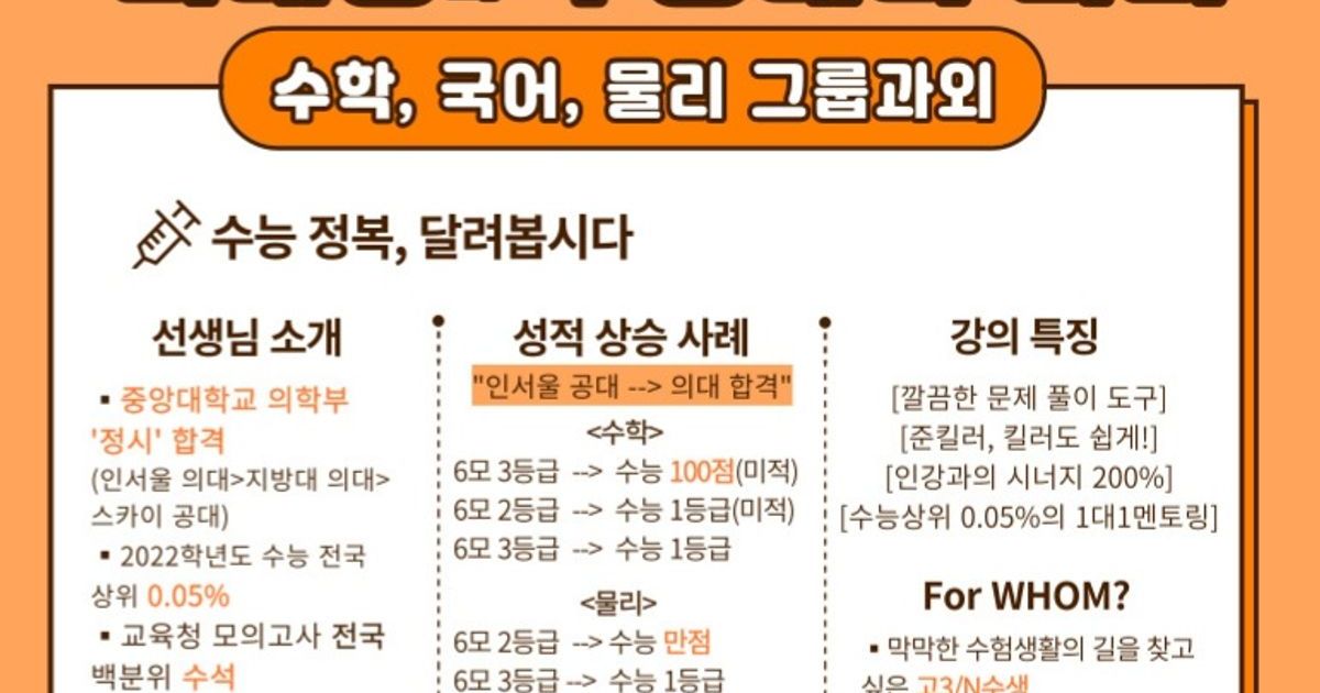 과외안내문 수능 만점의 지름길 이현수 숨고 숨은고수