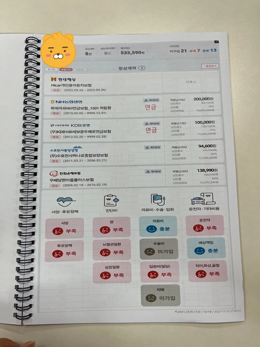 보험보장분석 임나영 숨고 숨은고수