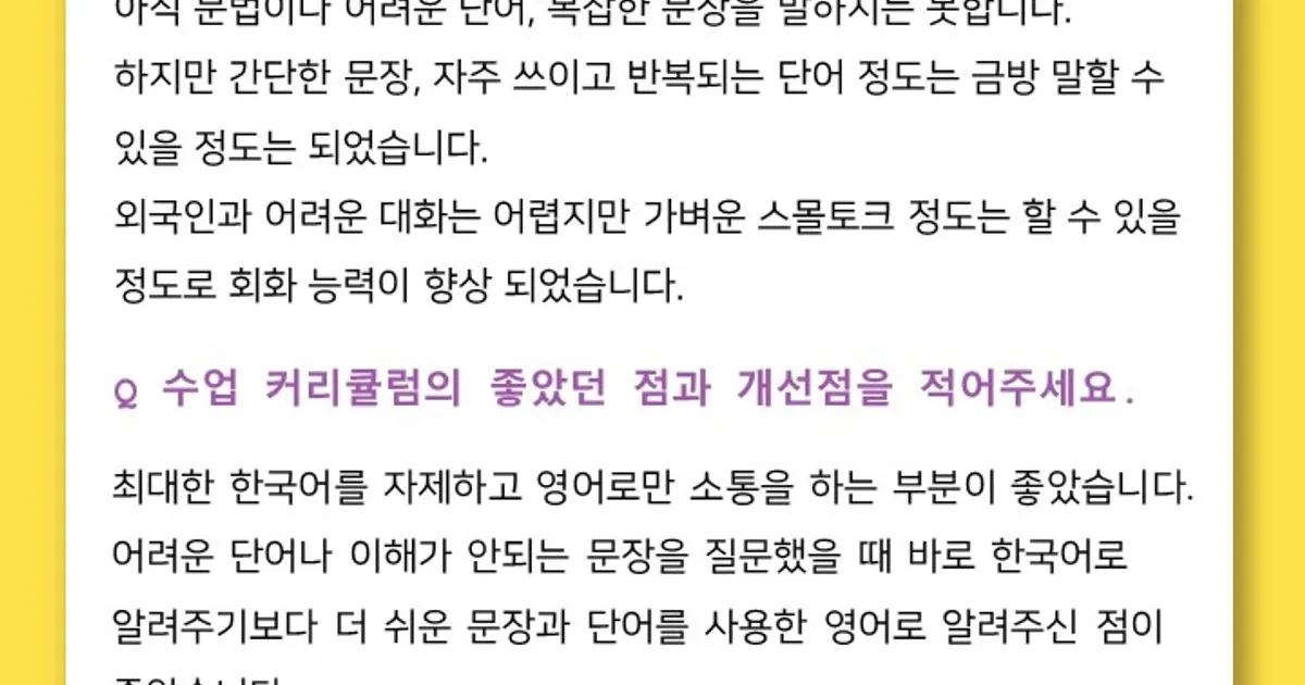 허효님 Ted 영어회화 수업후기 David Sk 숨고 숨은고수