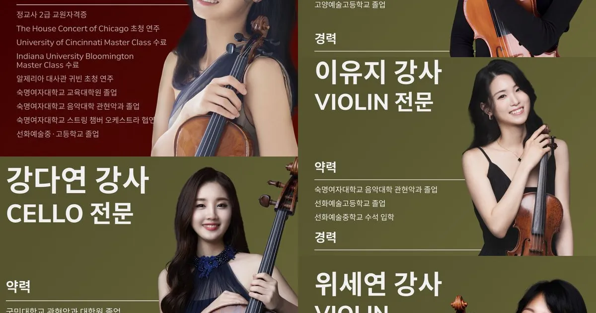 원더스트링 강사진바이올린 비올라 첼로 원더스트링 여의도 숨고 숨은고수