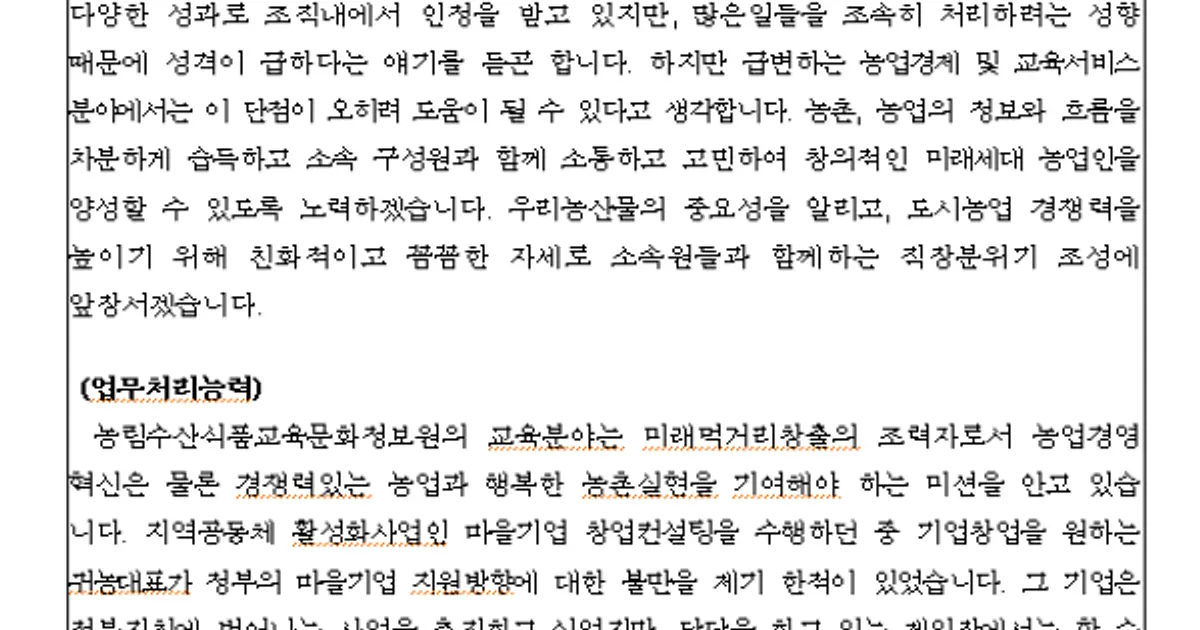 서류합격 자기소개서 작업내용 한기선 숨고 숨은고수
