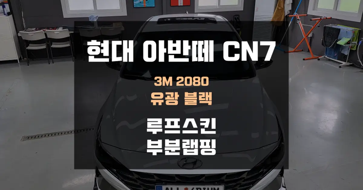 현대 아반떼 Cn7 루프스킨 부분랩핑 시공 올포디움 랩핑 Ppf 숨고 숨은고수