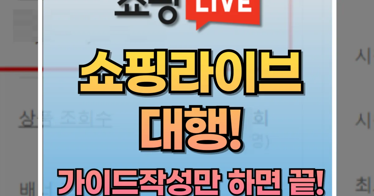 쇼핑라이브 대행 가이드 한 장 작성으로 시작가능 탑마케터 스마트한 숨고 숨은고수