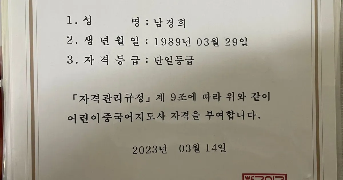 중국어 어린이 지도사 자격증 남경희 숨고 숨은고수