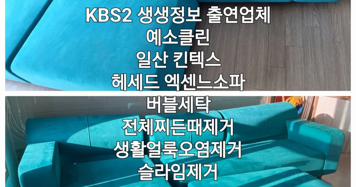 엑센느소파세탁 고가소파전문업체 이염 찌든때제거 세제세탁 예소클린 생생정보출연업체 숨고 숨은고수