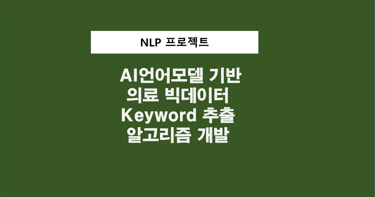 Ai언어모델 기반 의료 빅데이터 Keyword 추출 이진규 숨고 숨은고수