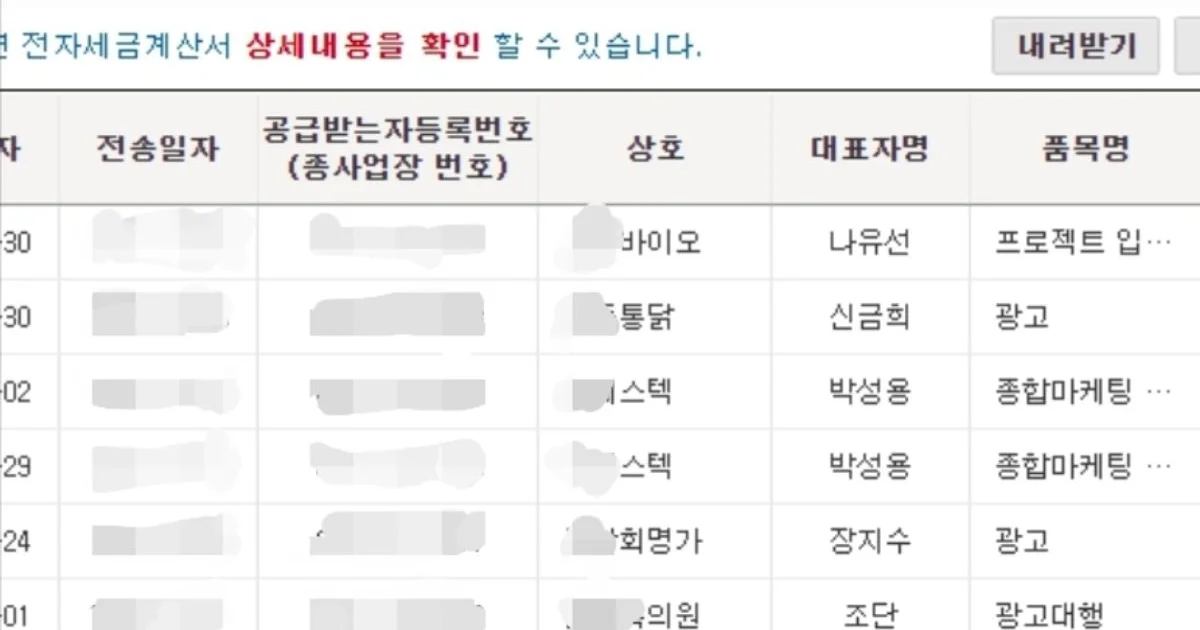 계산서발급내역 김도연마케터 숨고 숨은고수