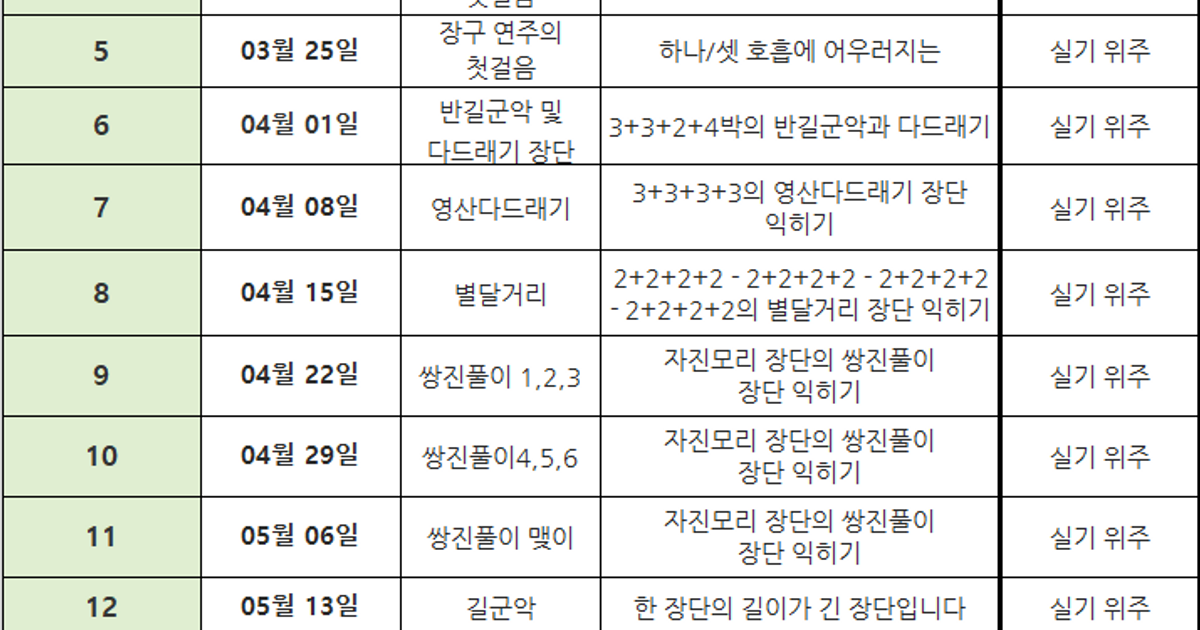 사물놀이 초보과정 커리큘럼 홍수아 숨고 숨은고수