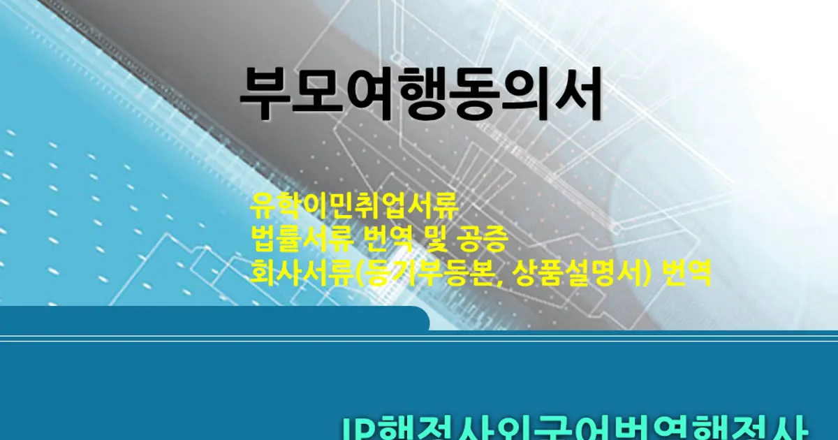 부모 미동반 여행증명서 발행 및 공증대행 Jp행정사and외국어번역행사사무소행정안전부공인 숨고 숨은고수