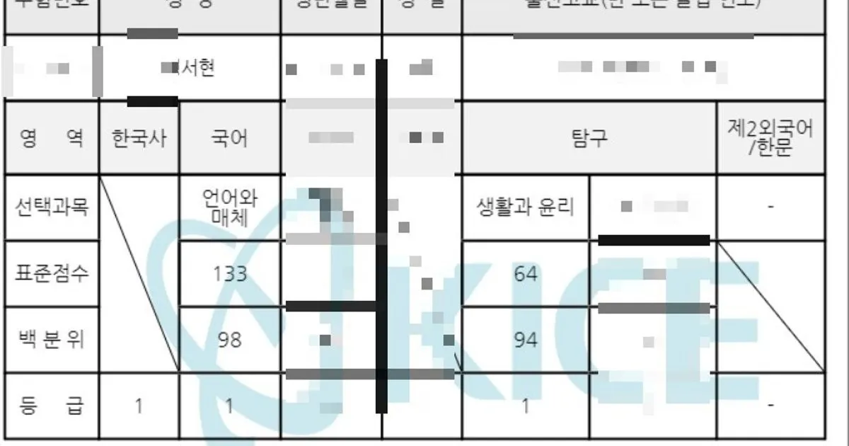 수능성적표 경서현 숨고 숨은고수